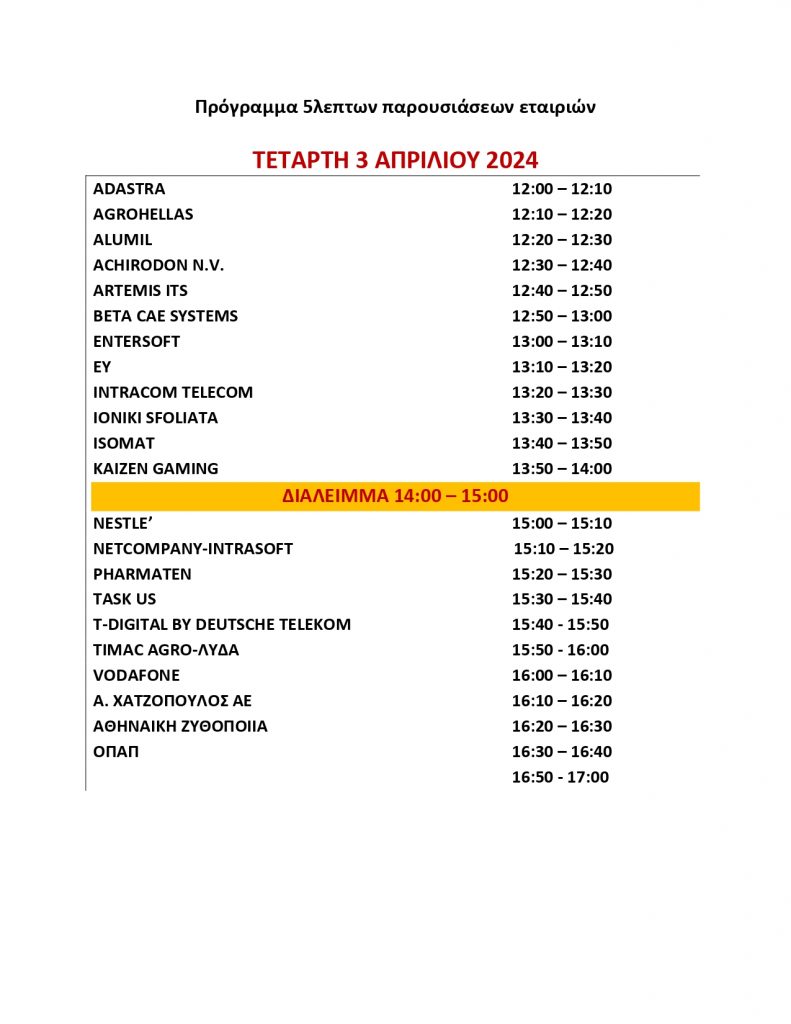 Πρόγραμμα- Ημέρες Καριέρας ΑΠΘ 2024 - Γραφείο Διασύνδεσης ΑΠΘ